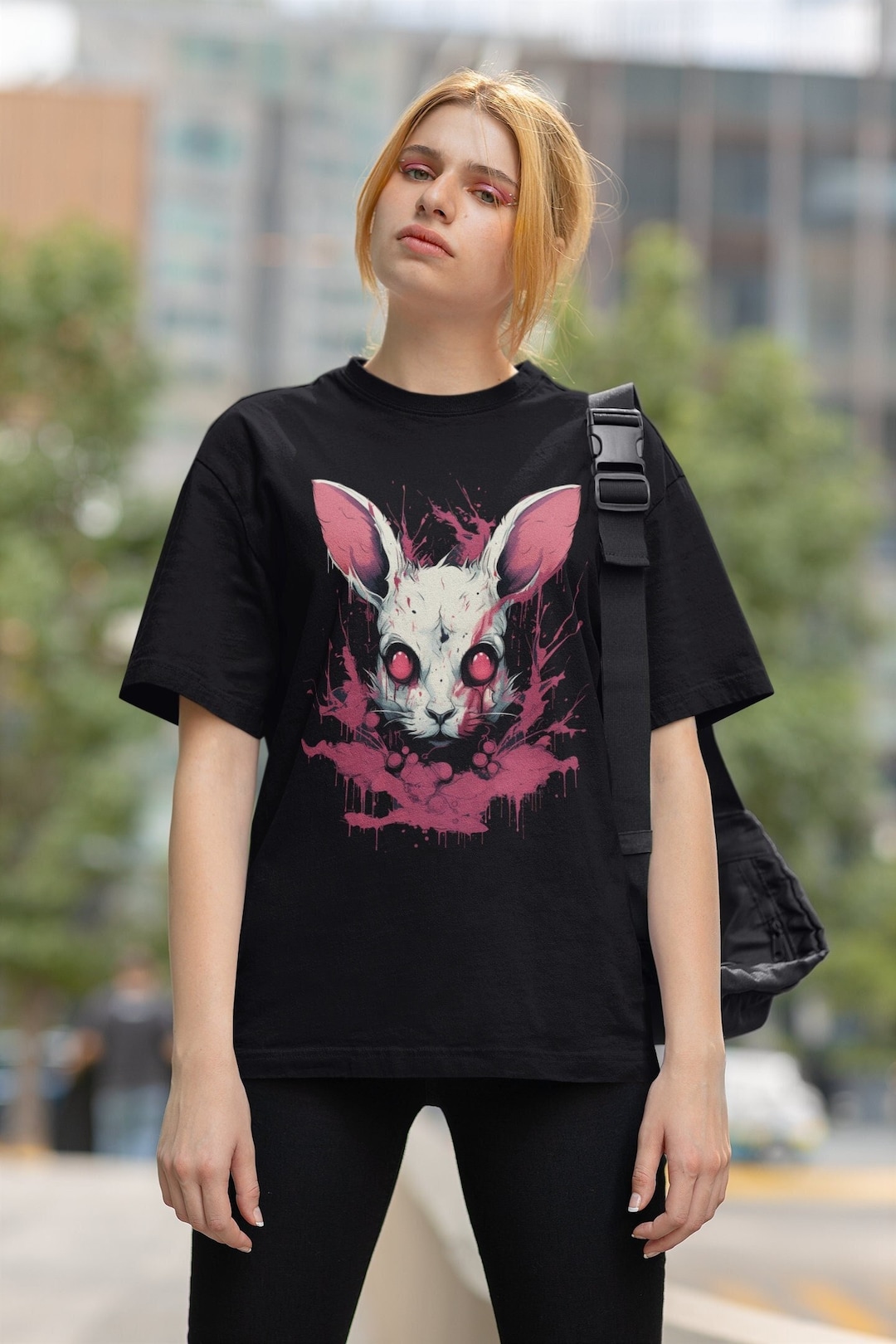 Creepy Rabbit Pastel Goth Heavy Cotton Tee, Rabbit Tshirt, Pastel Goth ...