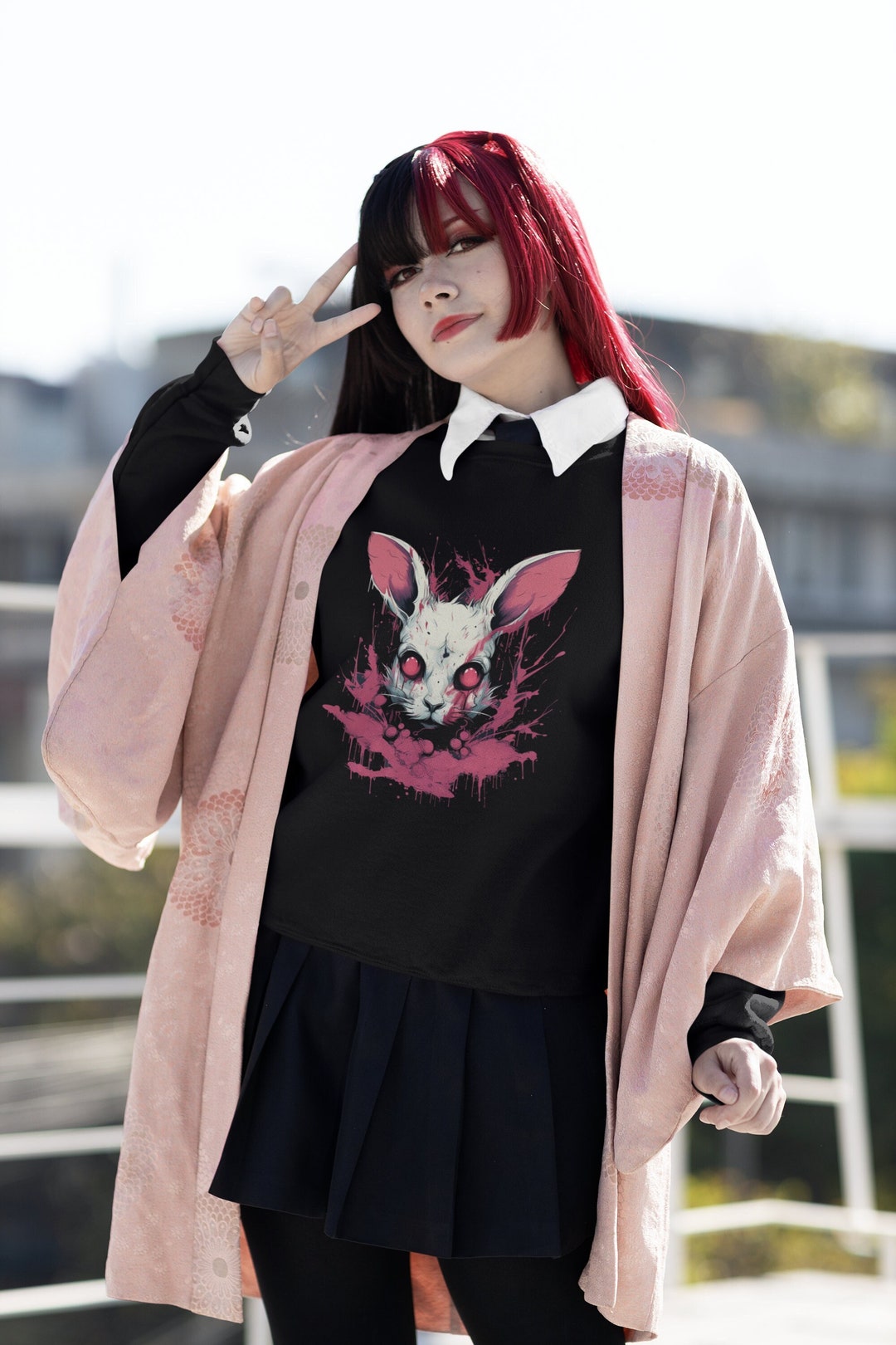 Creepy Rabbit Pastel Goth Sweatshirt, Rabbit Sweater, Pastel Goth ...