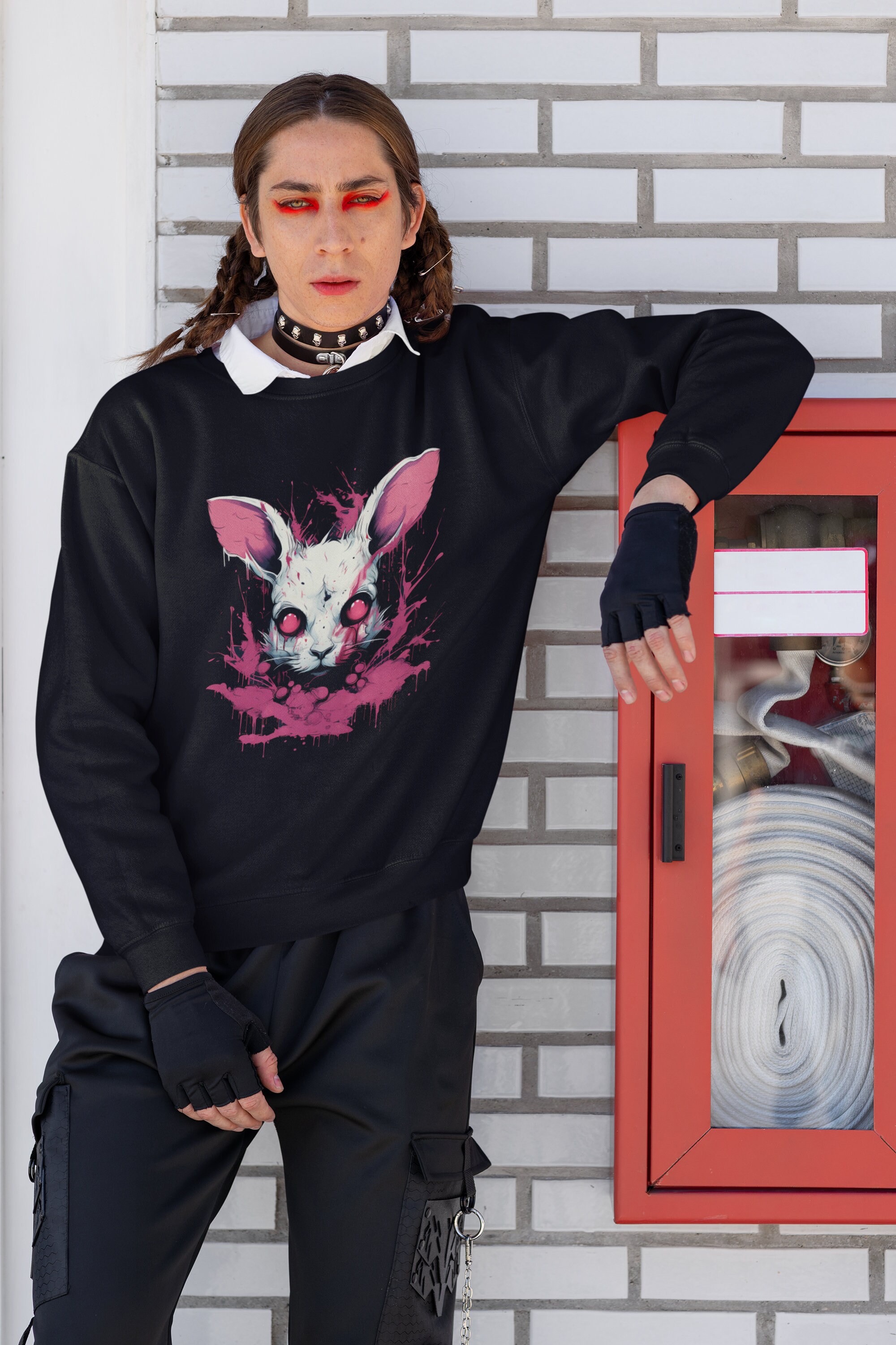 Creepy Rabbit Pastel Goth Sweatshirt, Rabbit Sweater, Pastel Goth ...