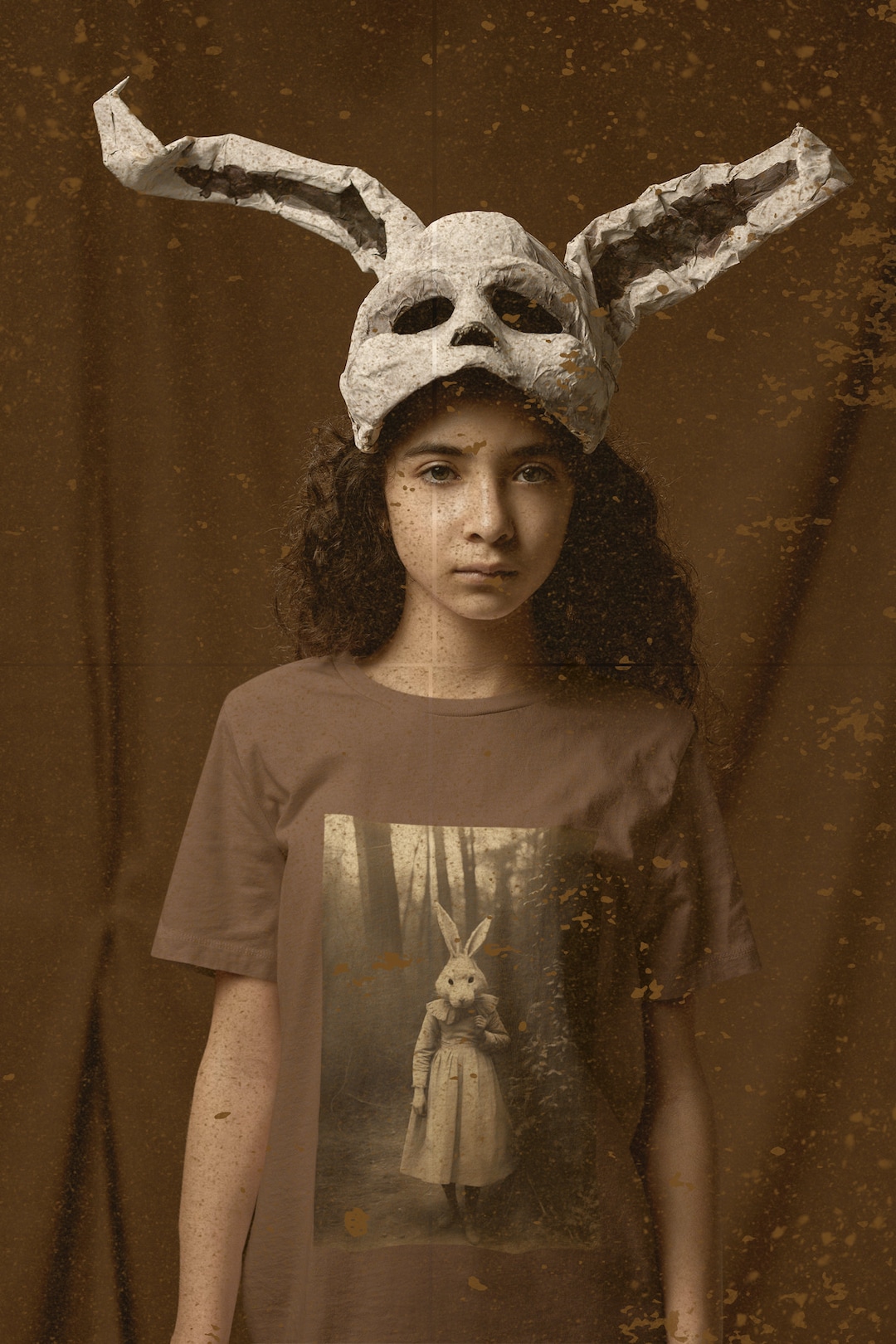 Creepy Rabbit Girl T-shirt, Weirdcore T-shirt, Gothic Horror Aesthetic ...