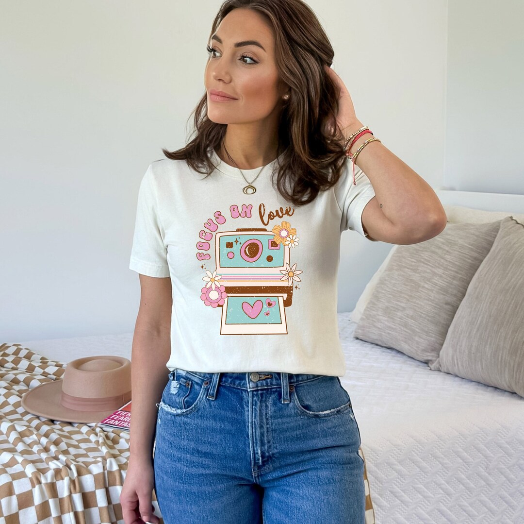 Retro Polaroid Camera T-shirt, Focus on Love Tshirt, Bella Canvas ...