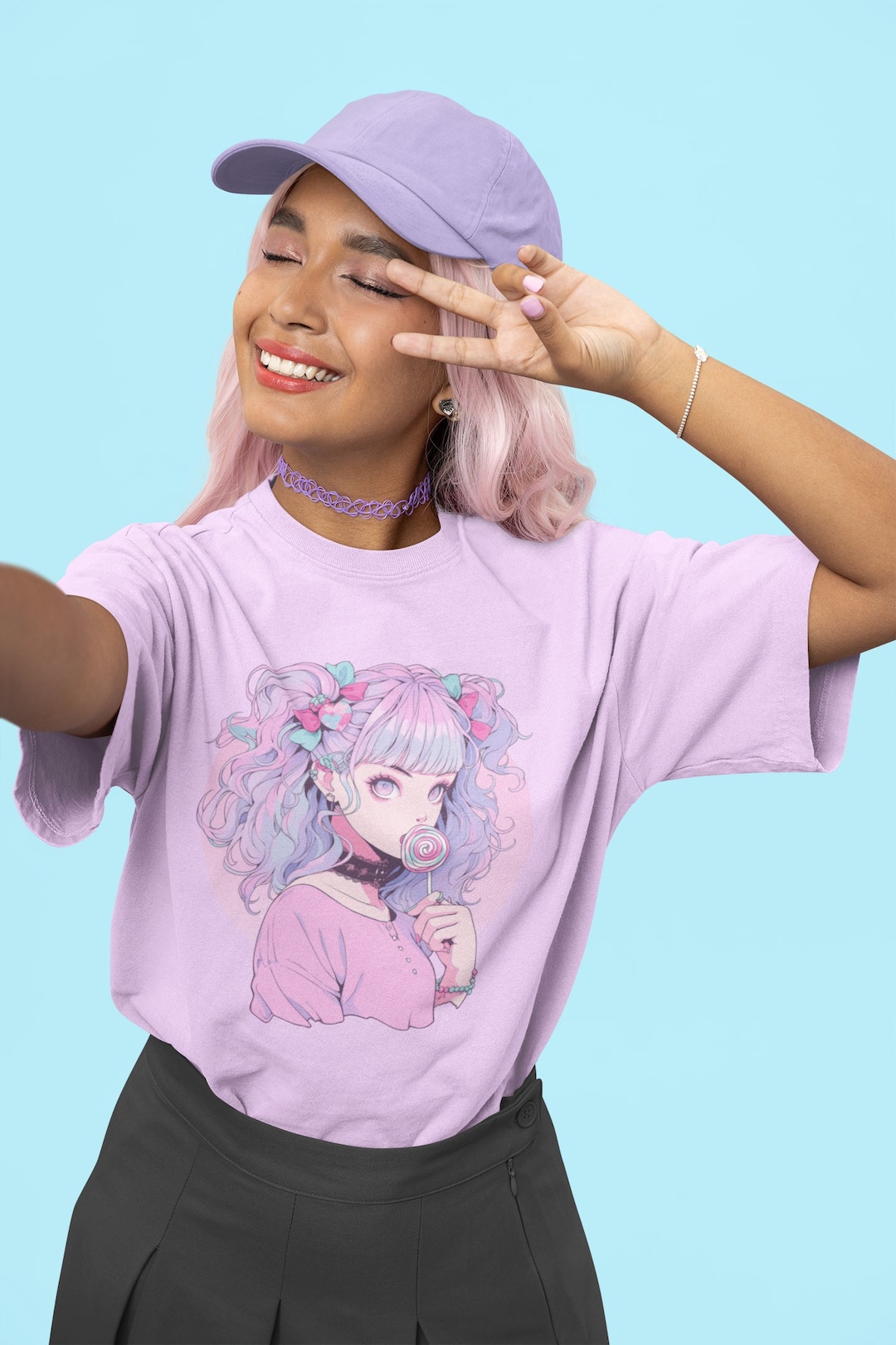 Pastel Goth Girl With Lollipop T-shirt, Lollipop Shirt, Pastel Goth ...