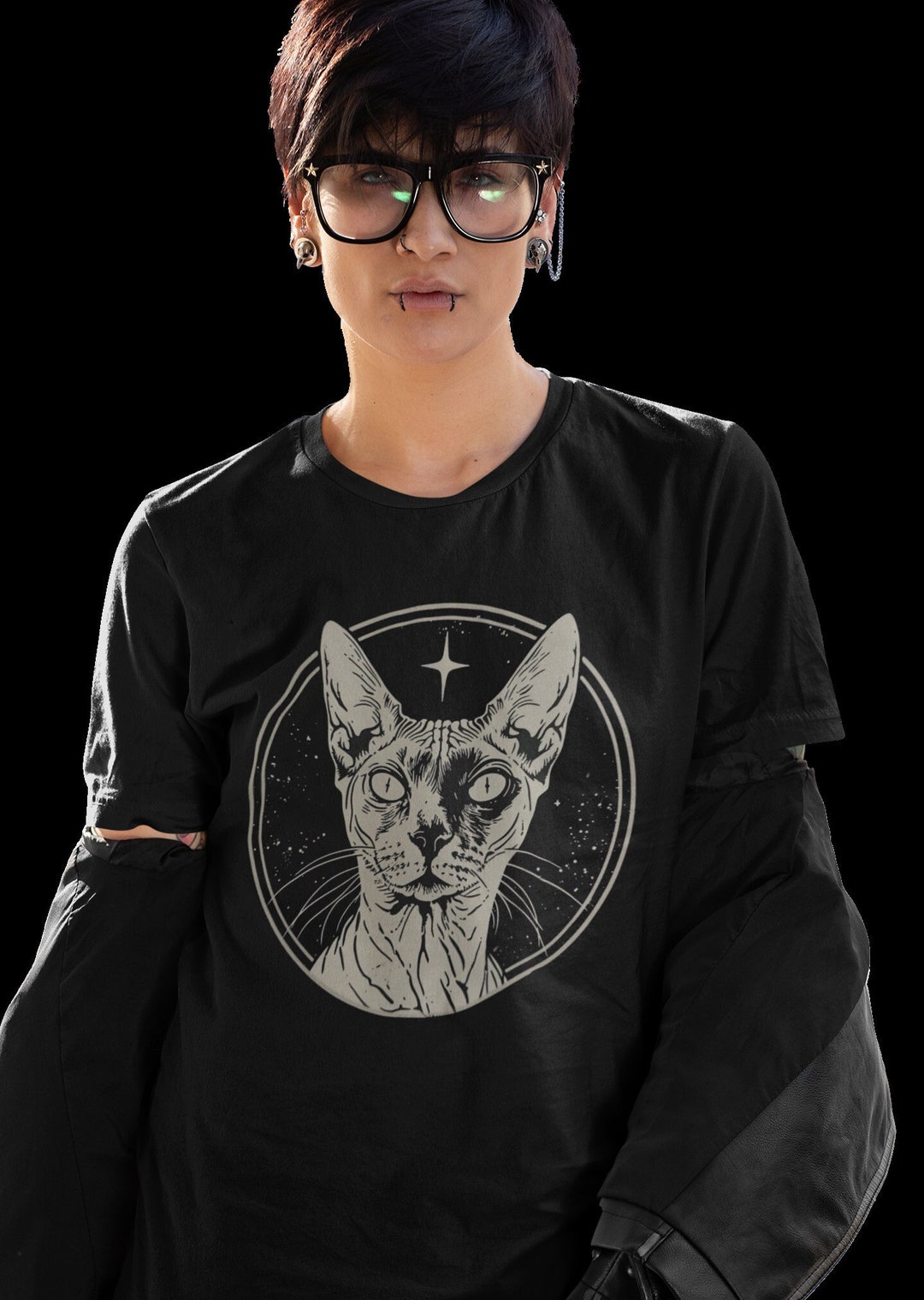 Sphynx Cat T-shirt, Gothic Clothing, Goth Gifts, Death Metal T-shirt ...