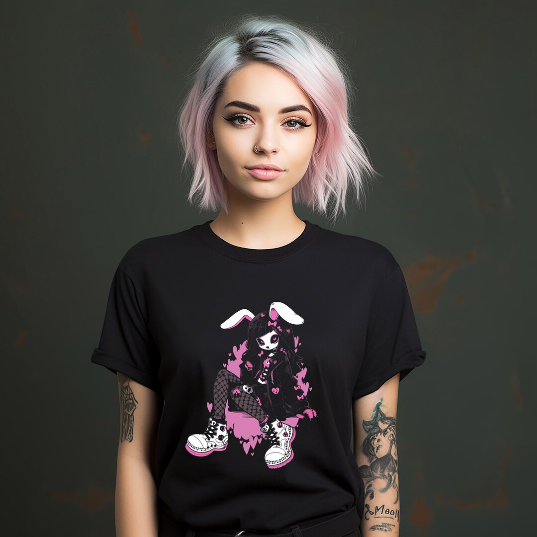 Pastel Goth Bunny Girl T-shirt, Skull Shirt, Pastel Goth Tshirt, Pastel ...