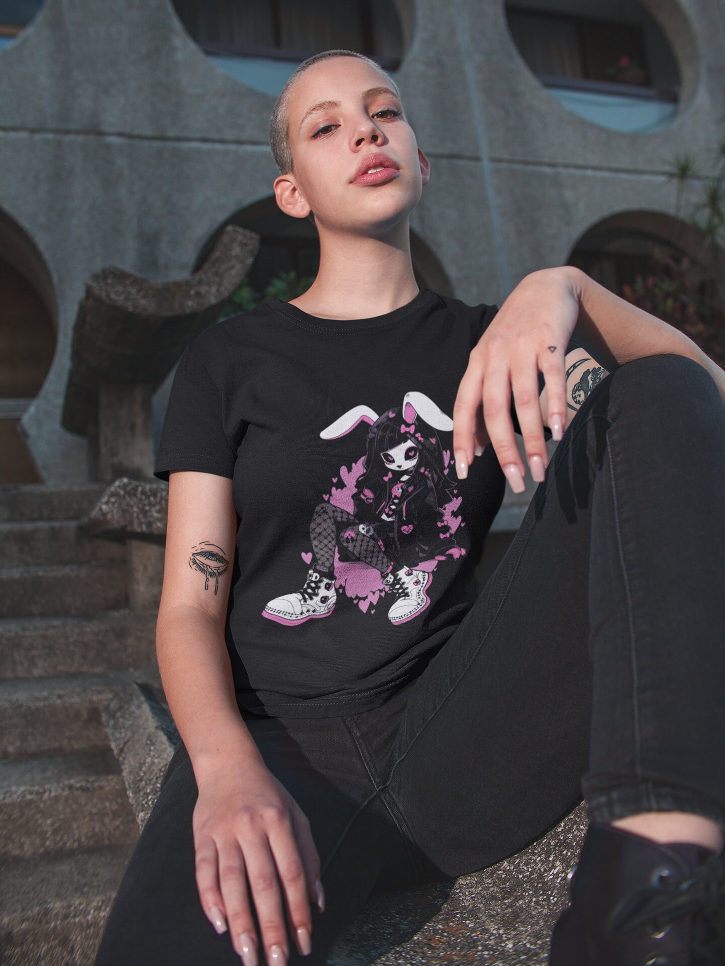Pastel Goth Bunny Girl T-shirt, Skull Shirt, Pastel Goth Tshirt, Pastel ...