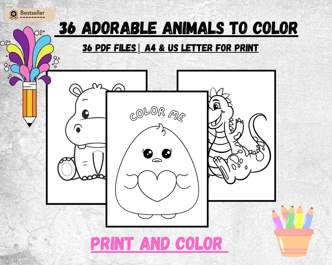 Cute Animal Colouring/kids Colouring Activities/printable Animal ...