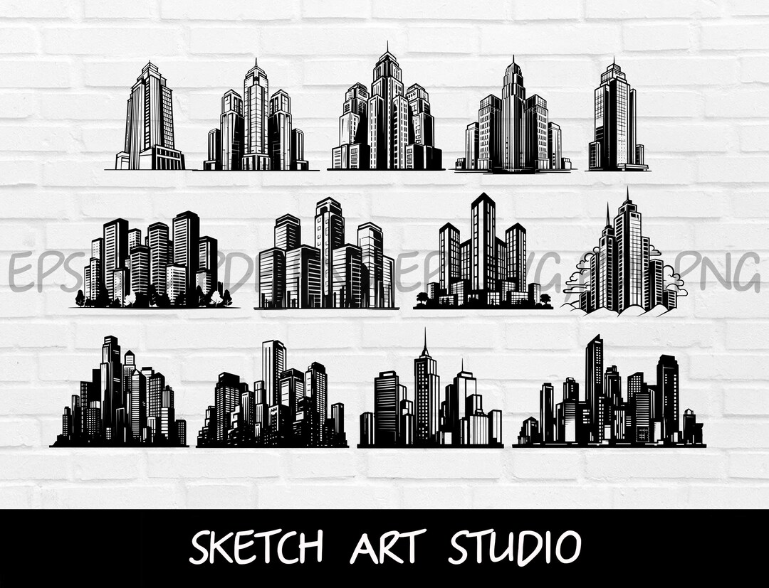 City Skyscrapers Silhouette Bundle, Skyline , City , Skyscraper , Town ...