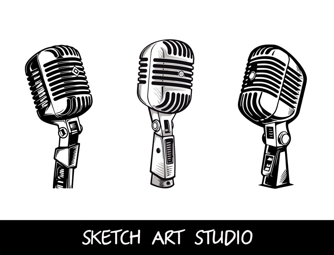 Retro Microphone SVG – Vintage Musical Instrument Clip Art (digital ...