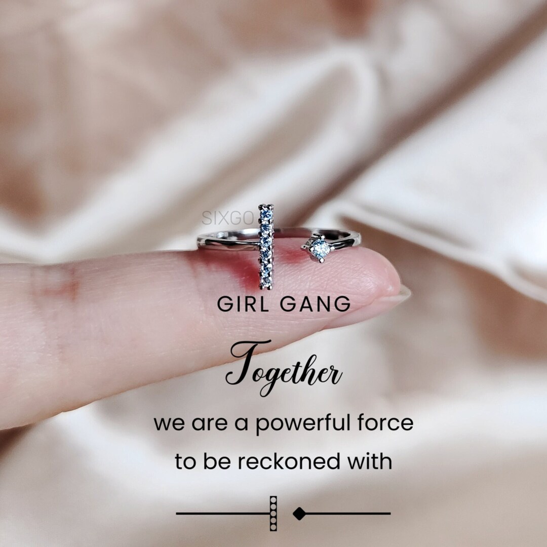 Girl Gang Minimalist T Shaped Ring, Girl Gang Together, We Are A Powerful Force to Be Reckoned ...