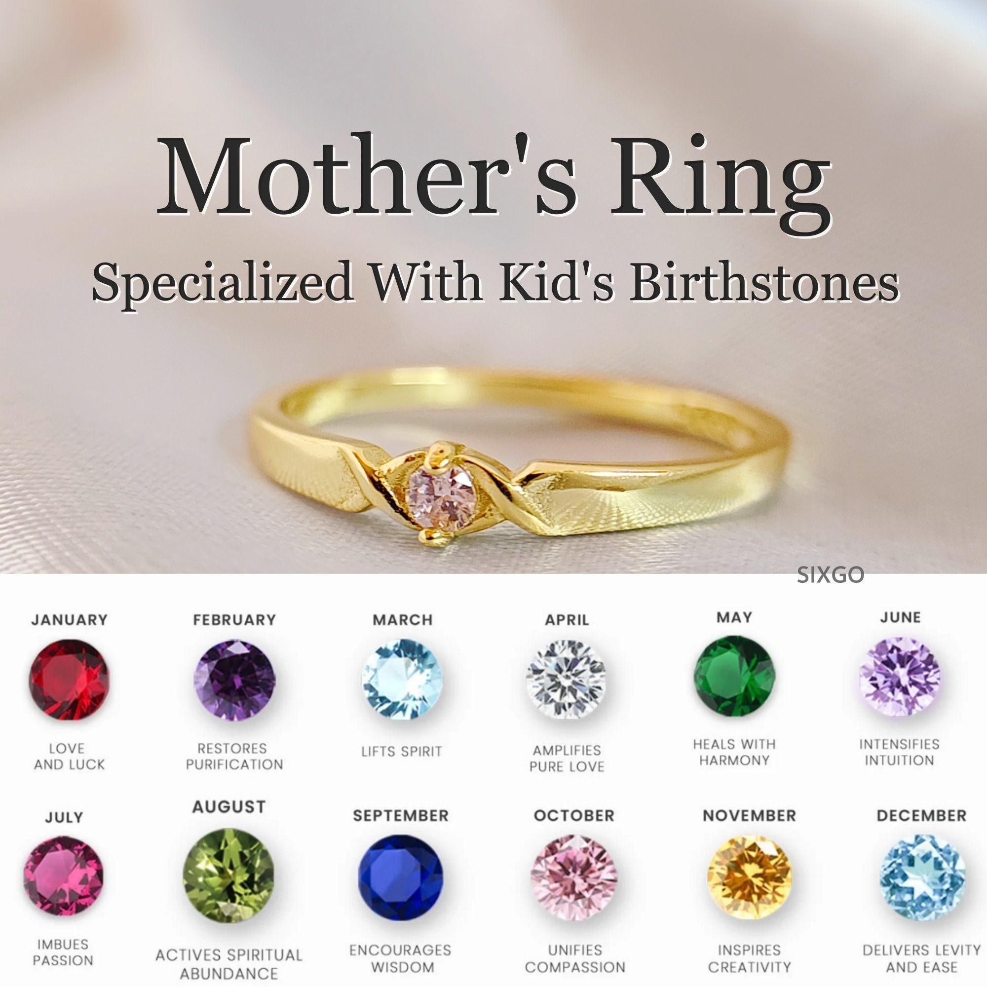 Mother’s Ring Customize 1-6 Birthstones XOXO Ring - 925 Sterling Silver ...