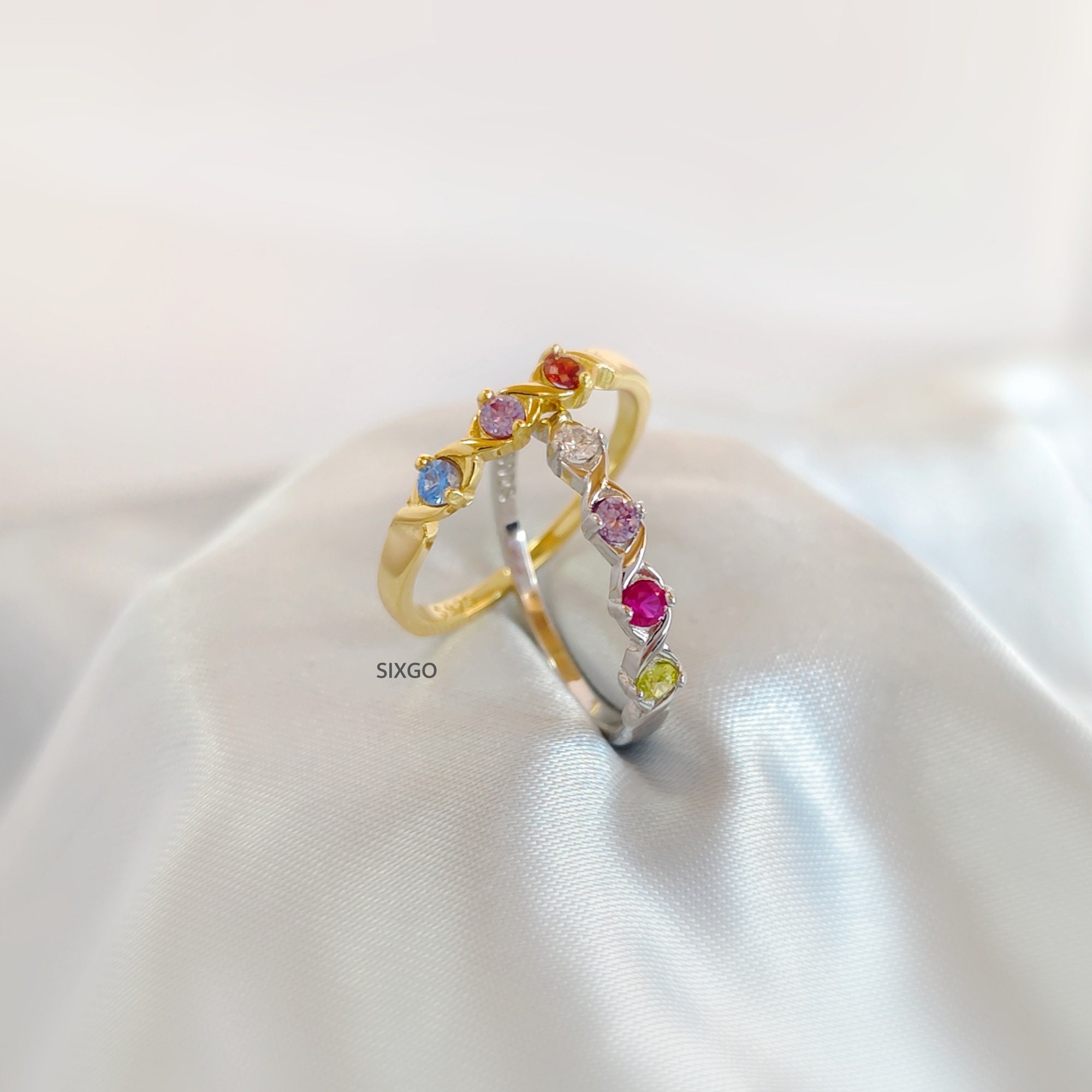 Mothers Ring Customize 1-6 Birthstones XOXO Ring 925 - Etsy