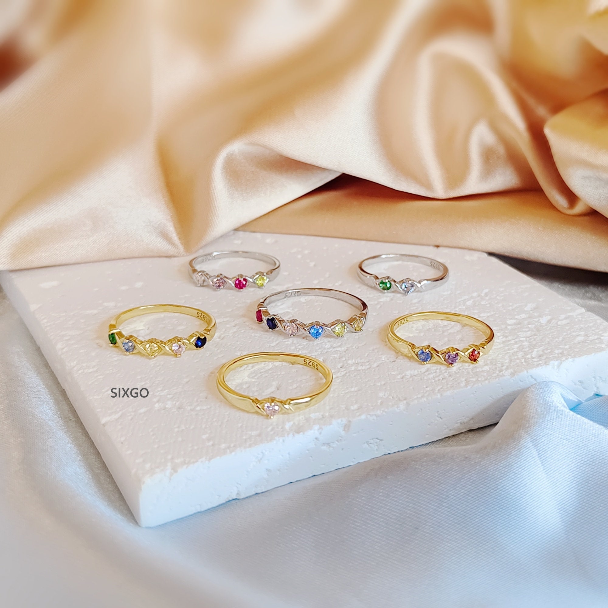 Mothers Ring Customize 1-6 Birthstones XOXO Ring 925 - Etsy