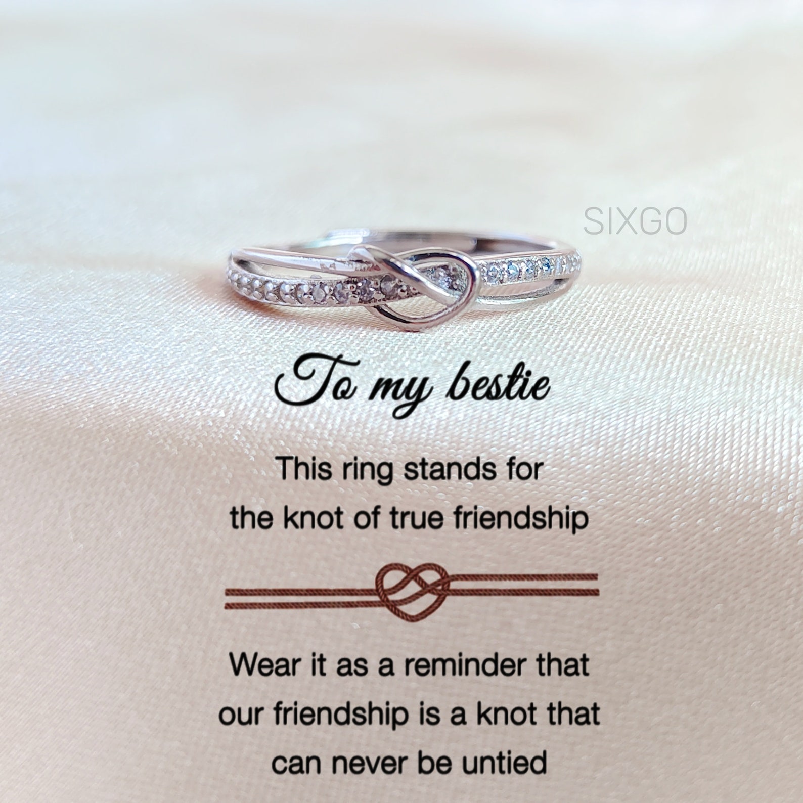 To My Bestie True Friendship Double Band Knot Ring Wear It as A ...