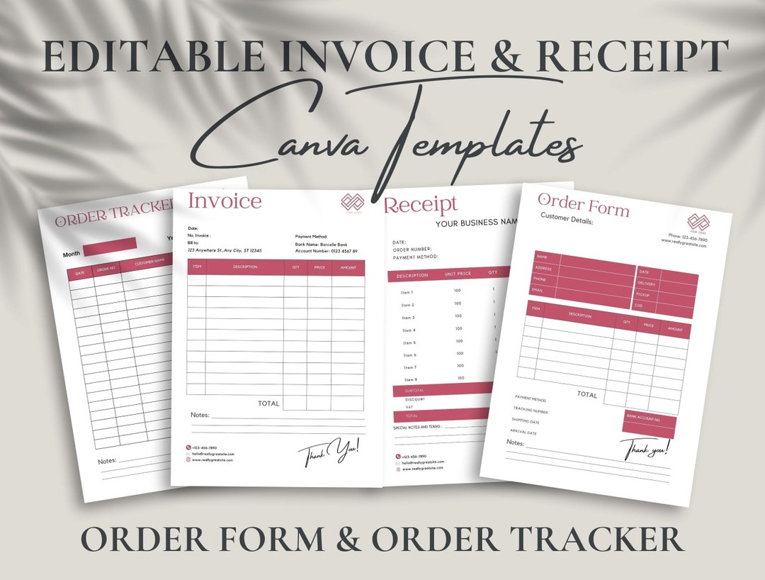 Editable Order Form and Invoice Template for Small Business, Printable ...