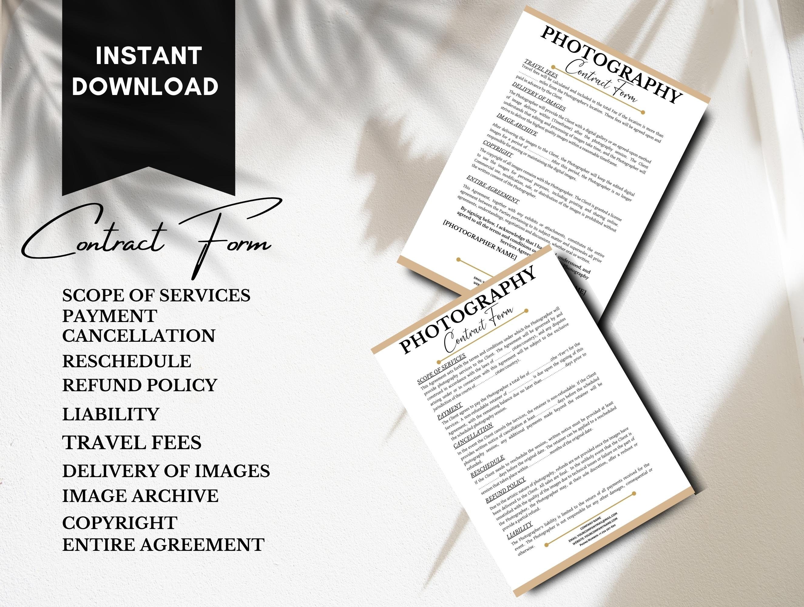 Professional Photography Contract Agreement and Invoice Canva Template ...