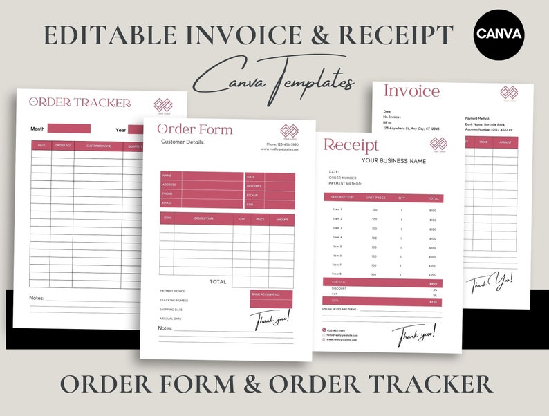 Editable Order Form and Invoice Template for Small Business, Printable ...