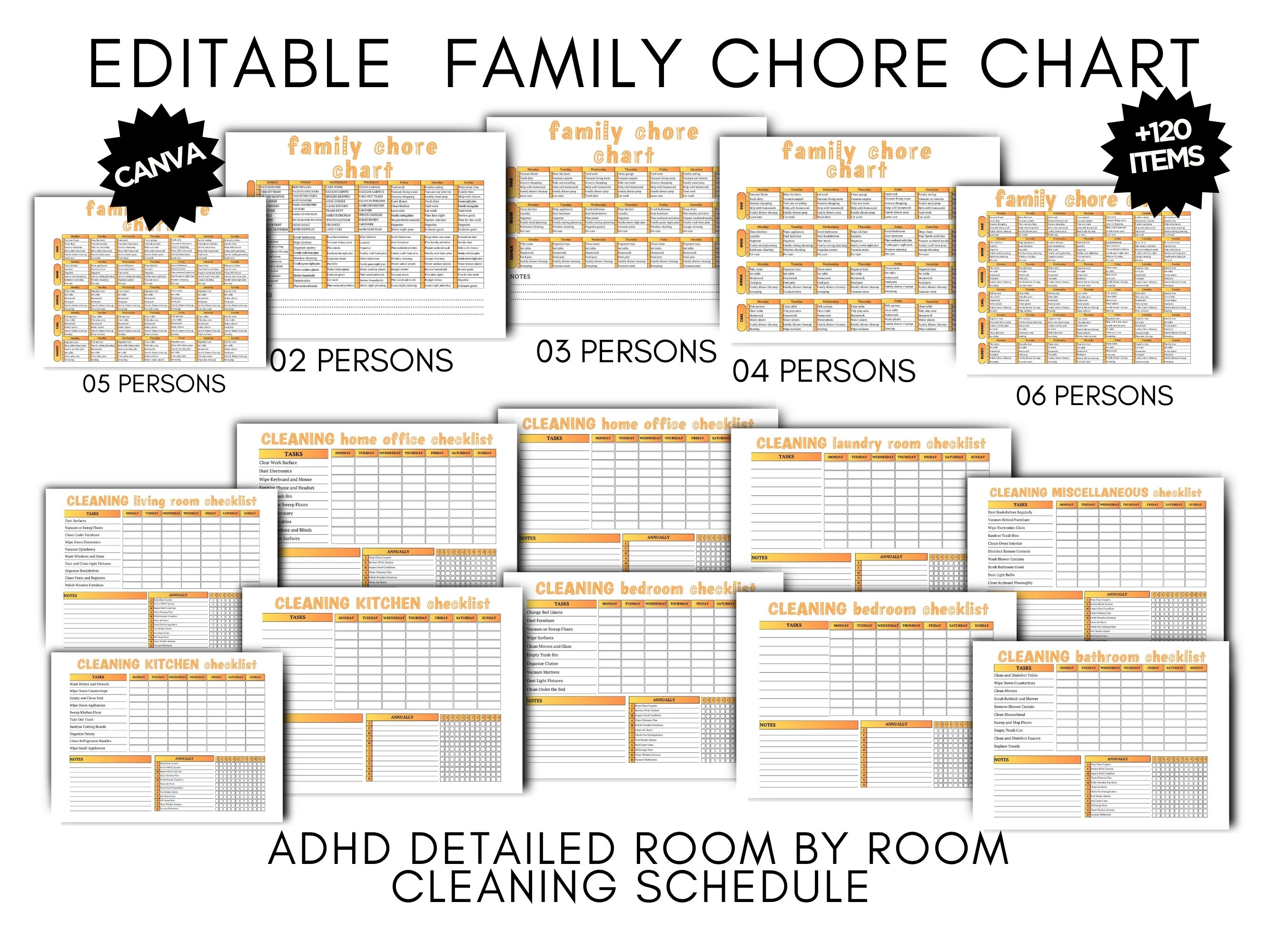 Cleaning Checklist Bundle,printable Daily Weekly, Monthly Cleaning ...