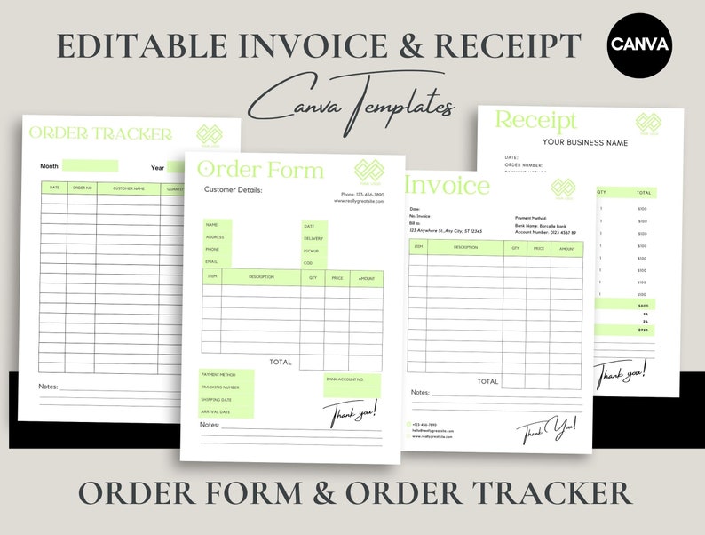 Editable Order Form and Invoice Template for Small Business, Printable ...