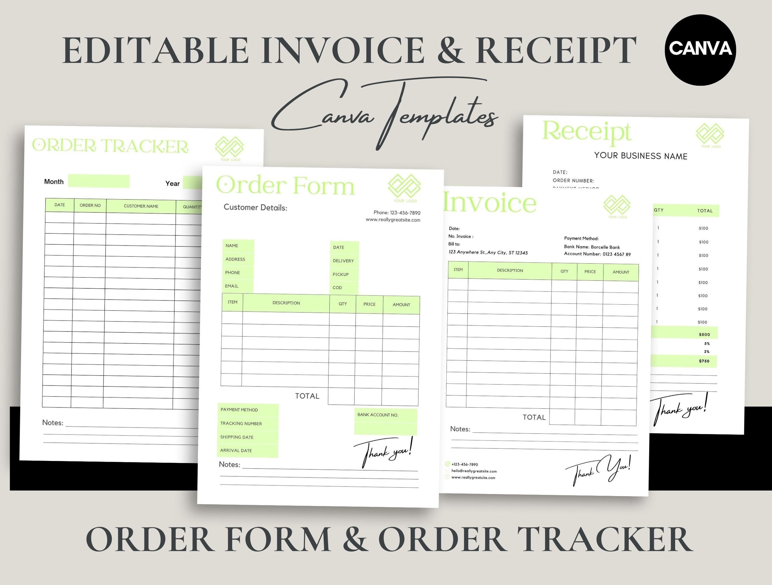 Editable Order Form and Invoice Template for Small Business - Etsy