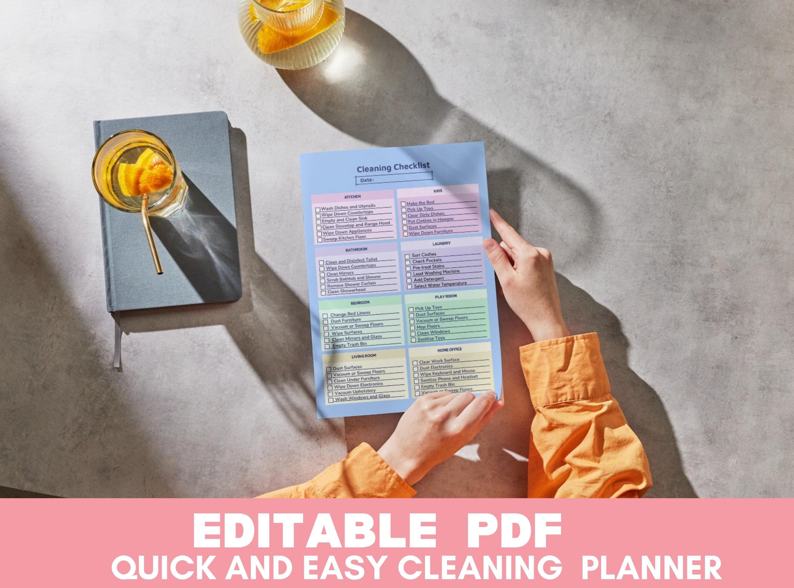 ADHD Cleaning Checklist Room by Room Cleaning Schedule Template Gift ...