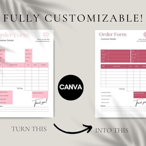 Editable Order Form and Invoice Template for Small Business - Etsy