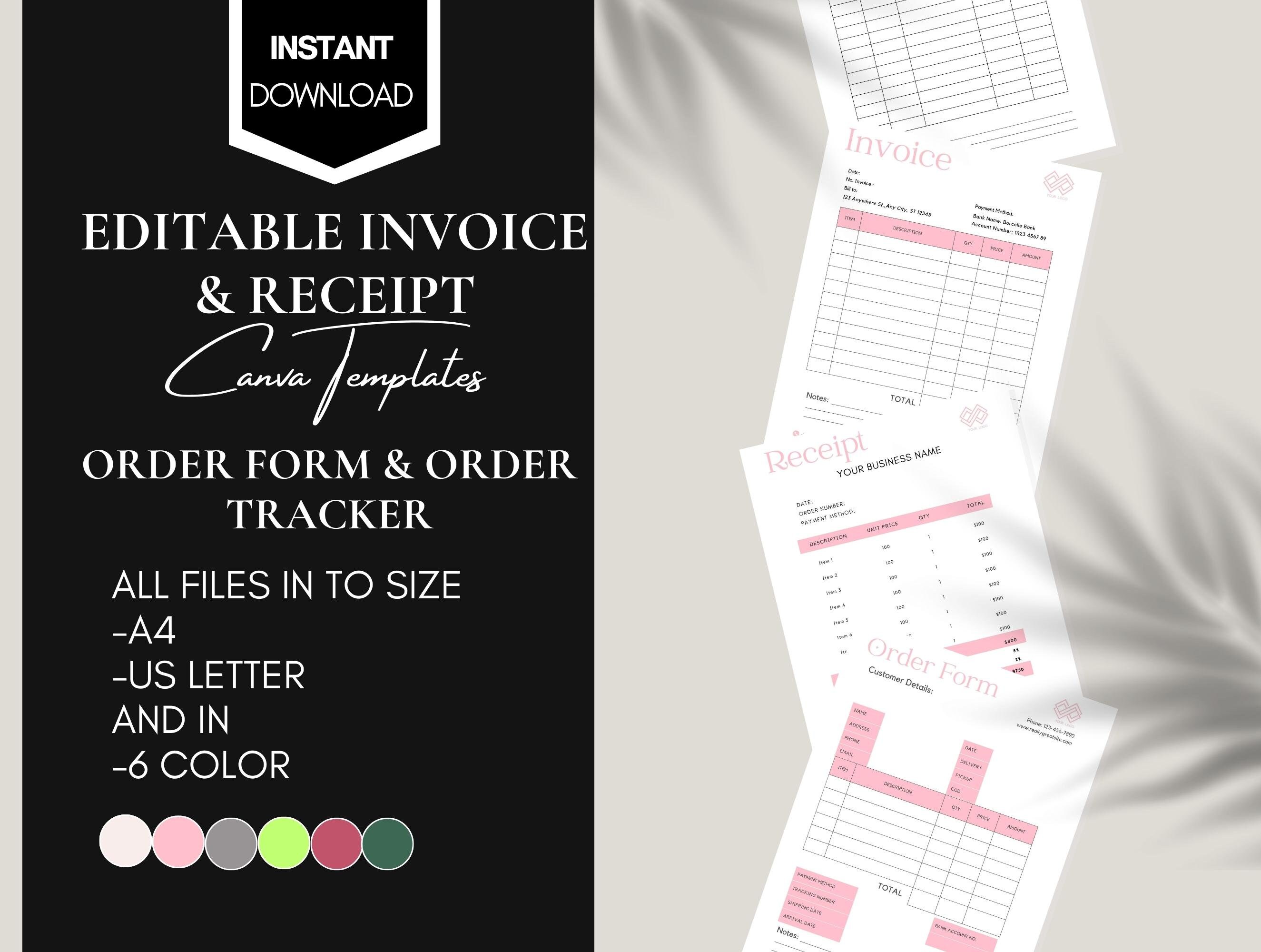 Editable Order Form and Invoice Template for Small Business - Etsy