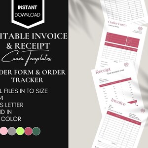 Editable Order Form and Invoice Template for Small Business, Printable ...