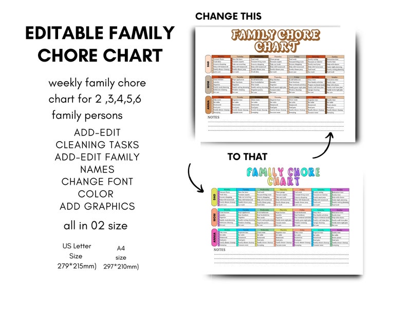 Stay on Top of Household Chores With This Canva Template,editable ...