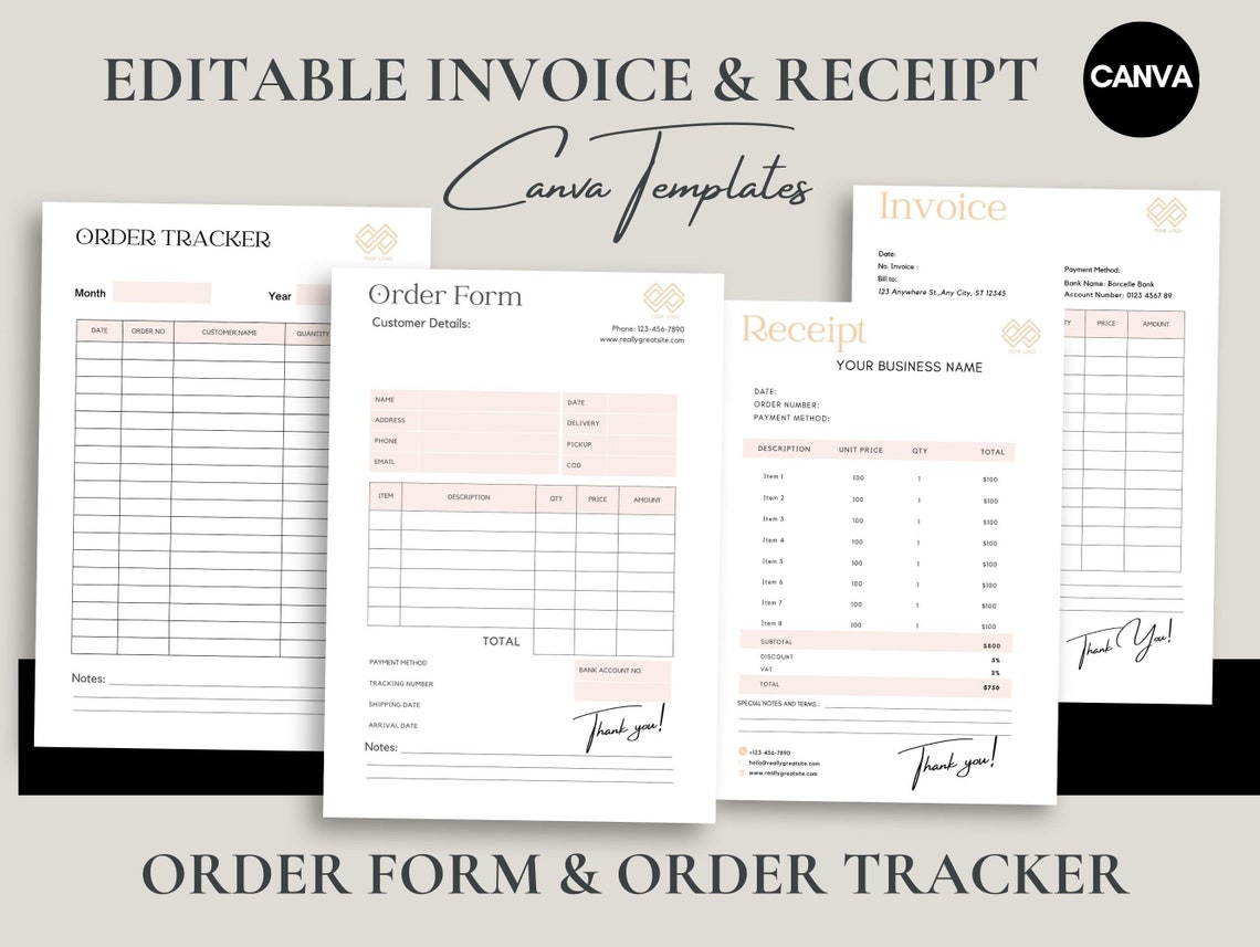 Editable Order Form and Invoice Template for Small Business, Printable ...