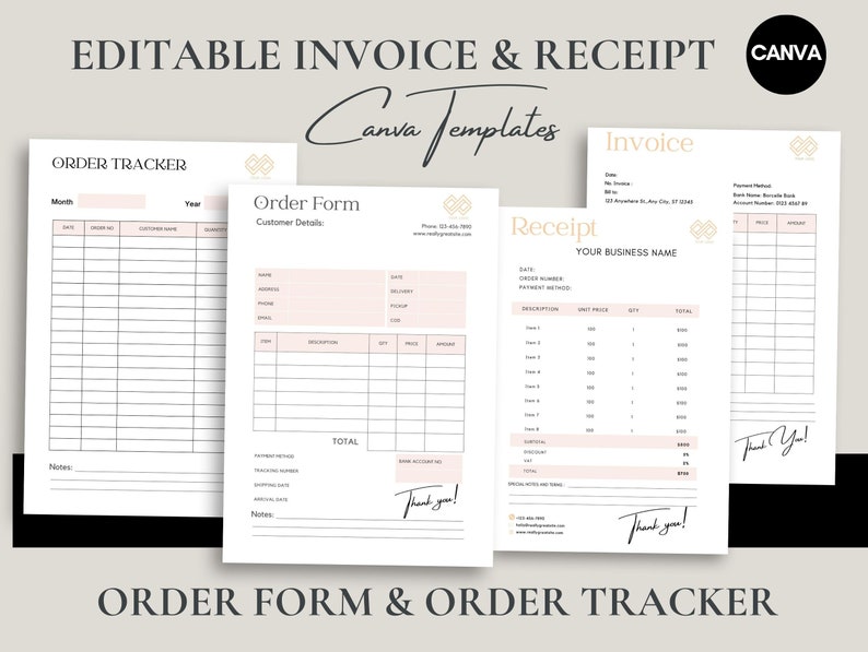 Editable Order Form and Invoice Template for Small Business, Printable ...