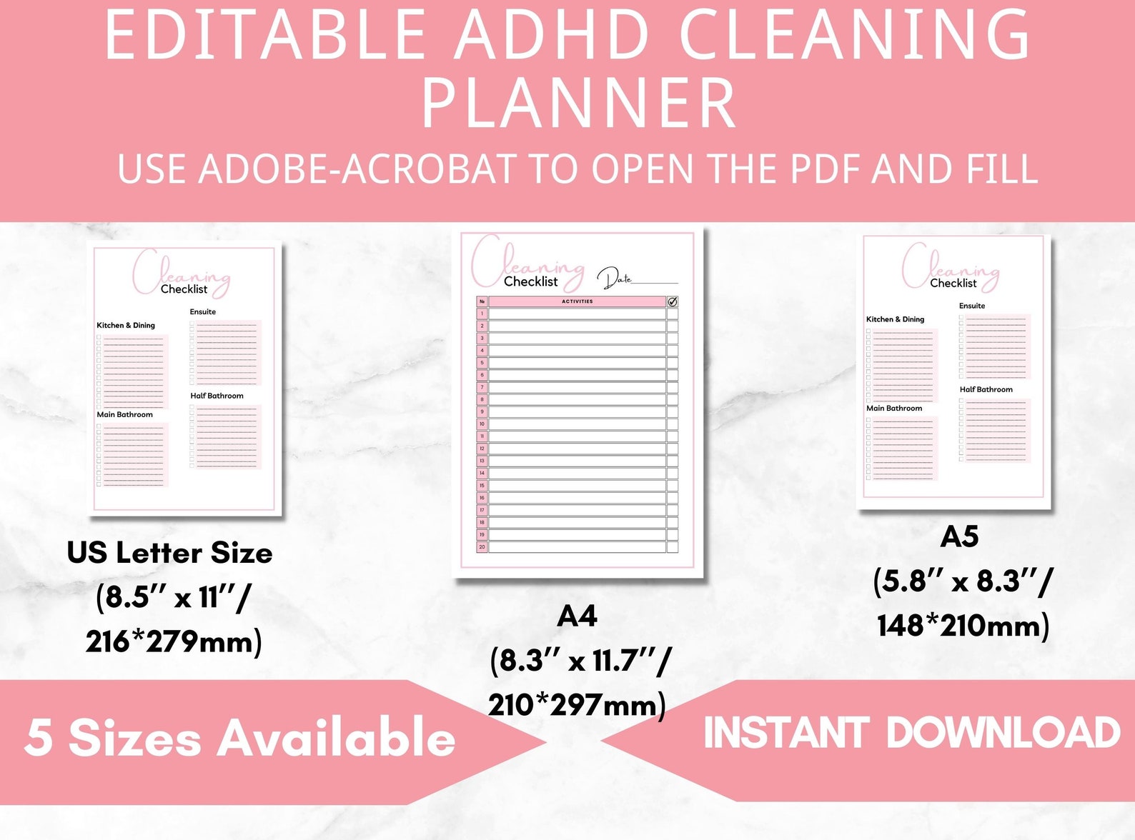 ADHD Cleaning Checklist Cleaning Schedule Printable,gift for ADHD ...
