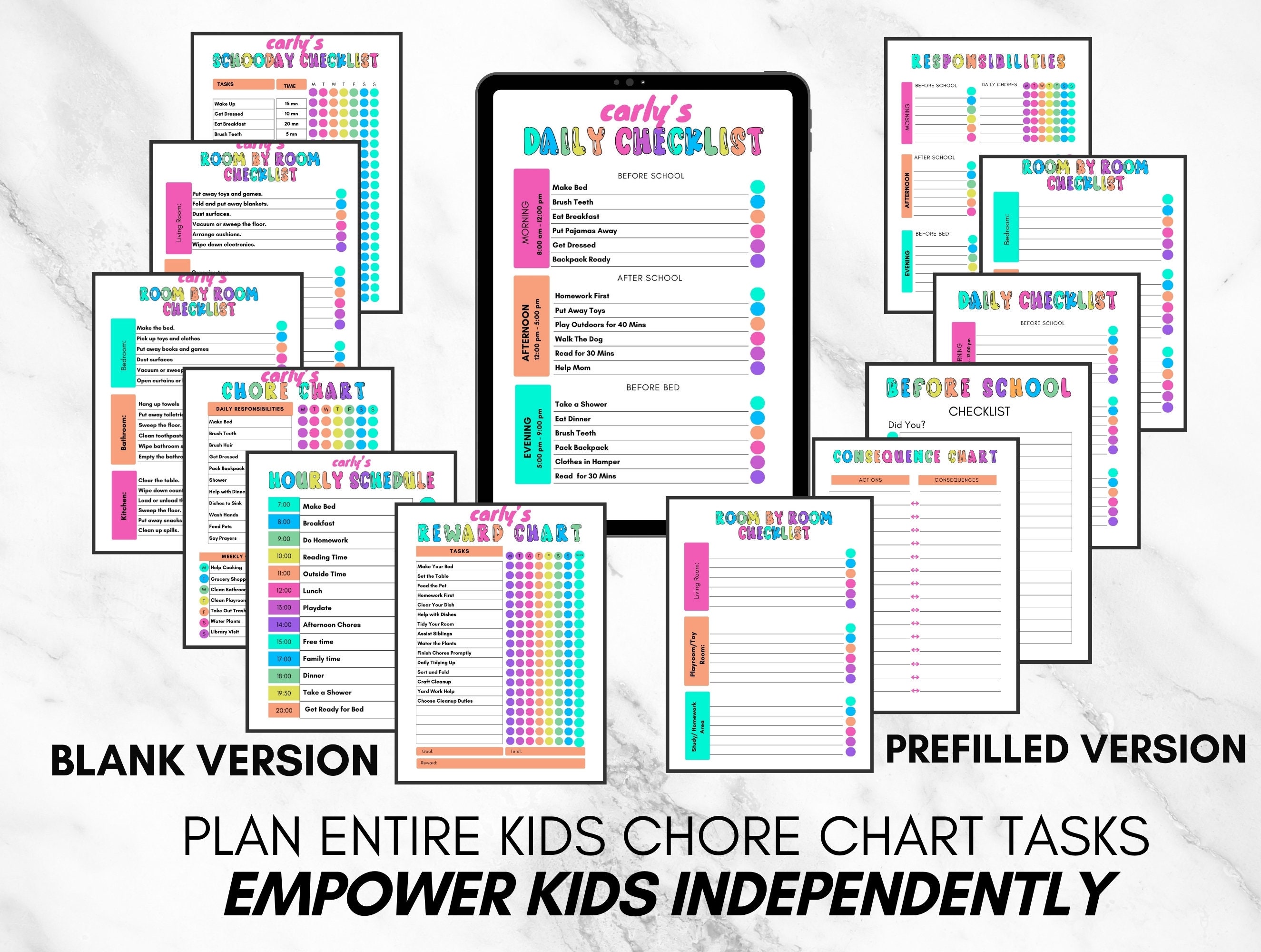 Editable Kids Chore Chart Bundle,reward Your Little Helpers With This ...