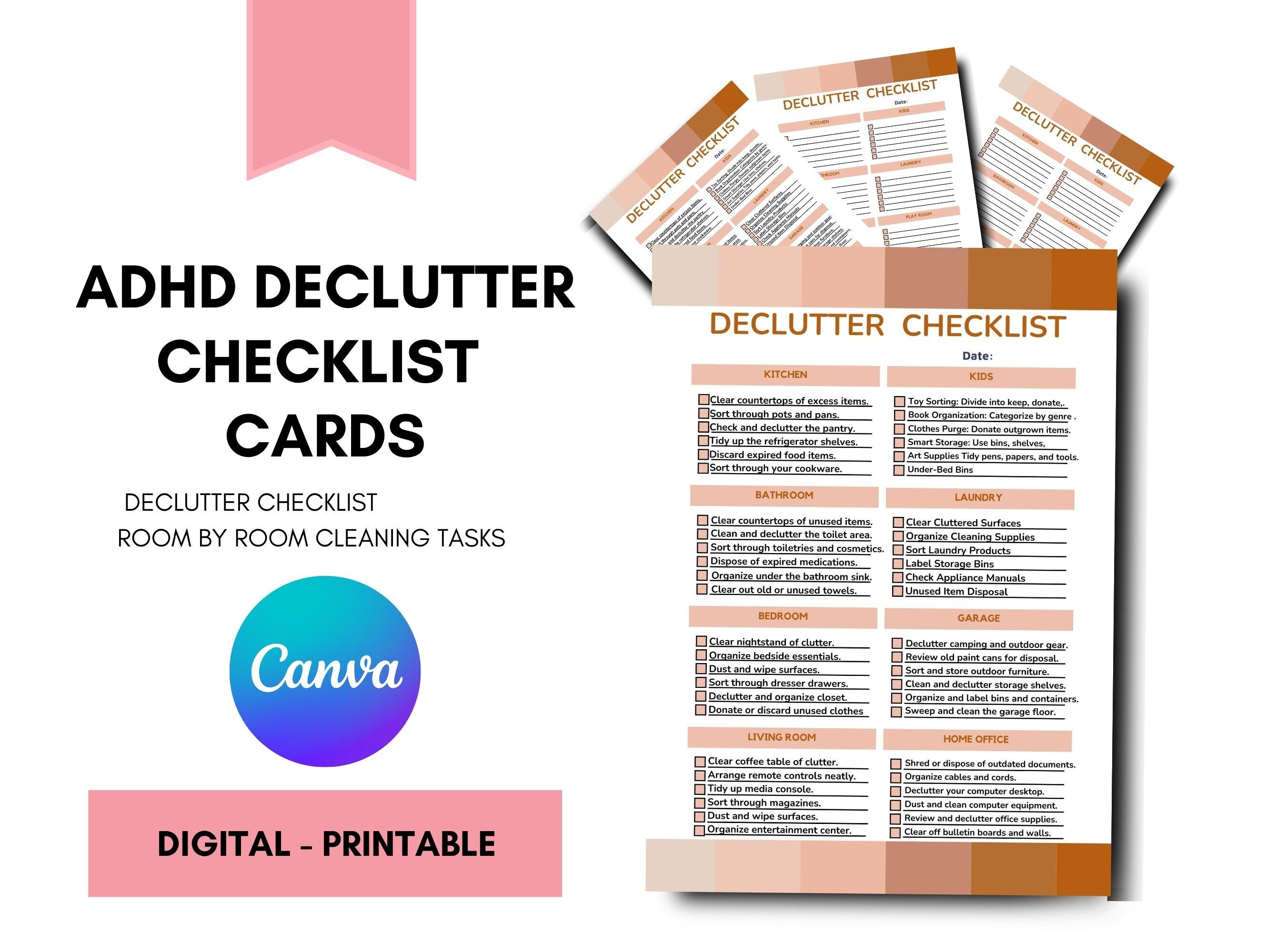 ADHD Cleaning Checklist Gift Printable Cleaning Schedule Templates Adhd ...
