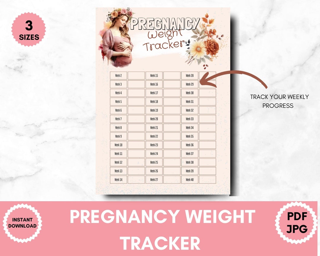 TERRACOTTA Pregnancy Weight Tracker Printable, Pregnancy Journal Gift ...