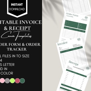 Editable Order Form and Invoice Template for Small Business, Printable ...