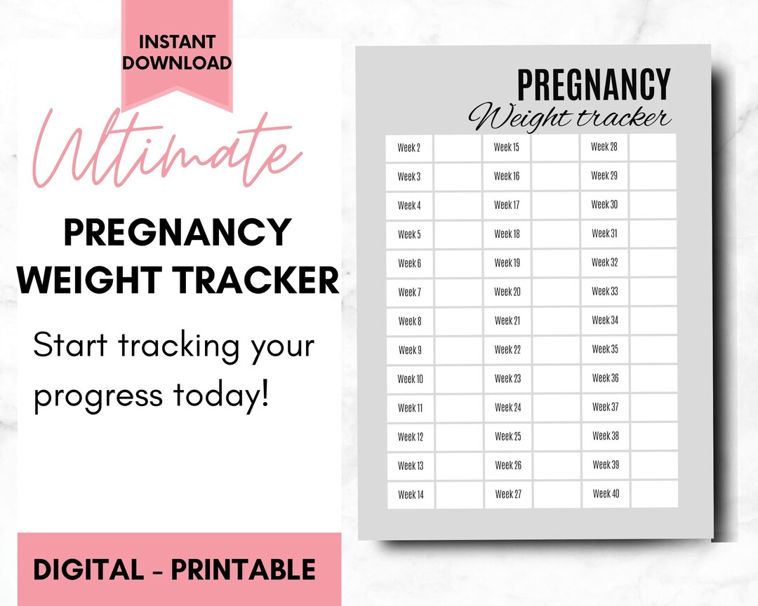 Pregnancy Weight Tracker Printable, Pregnancy Journal Gift Digital ...