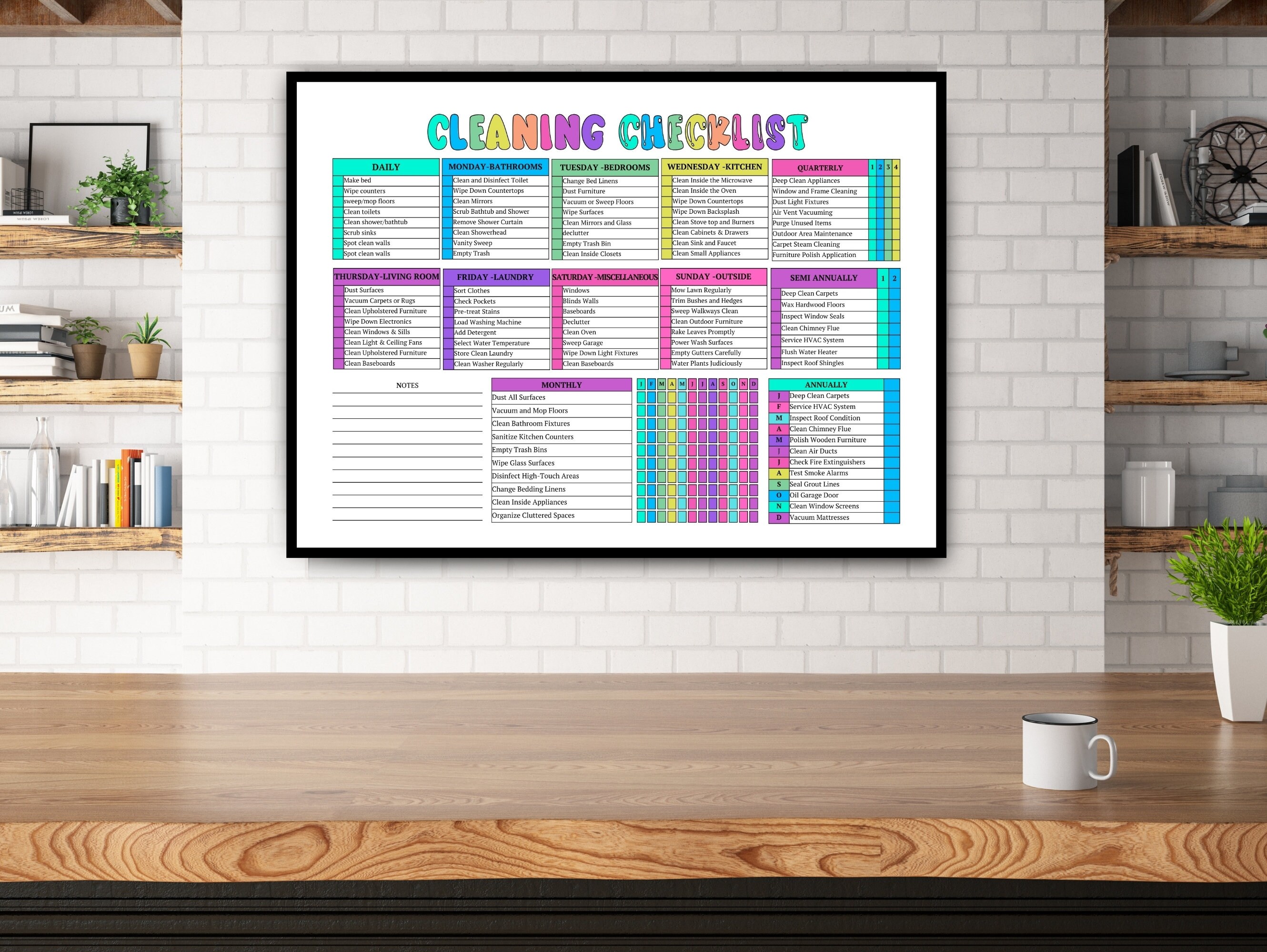 CUTE Rainbow Cleaning Checklist, Simplify Your Cleaning Schedule With ...