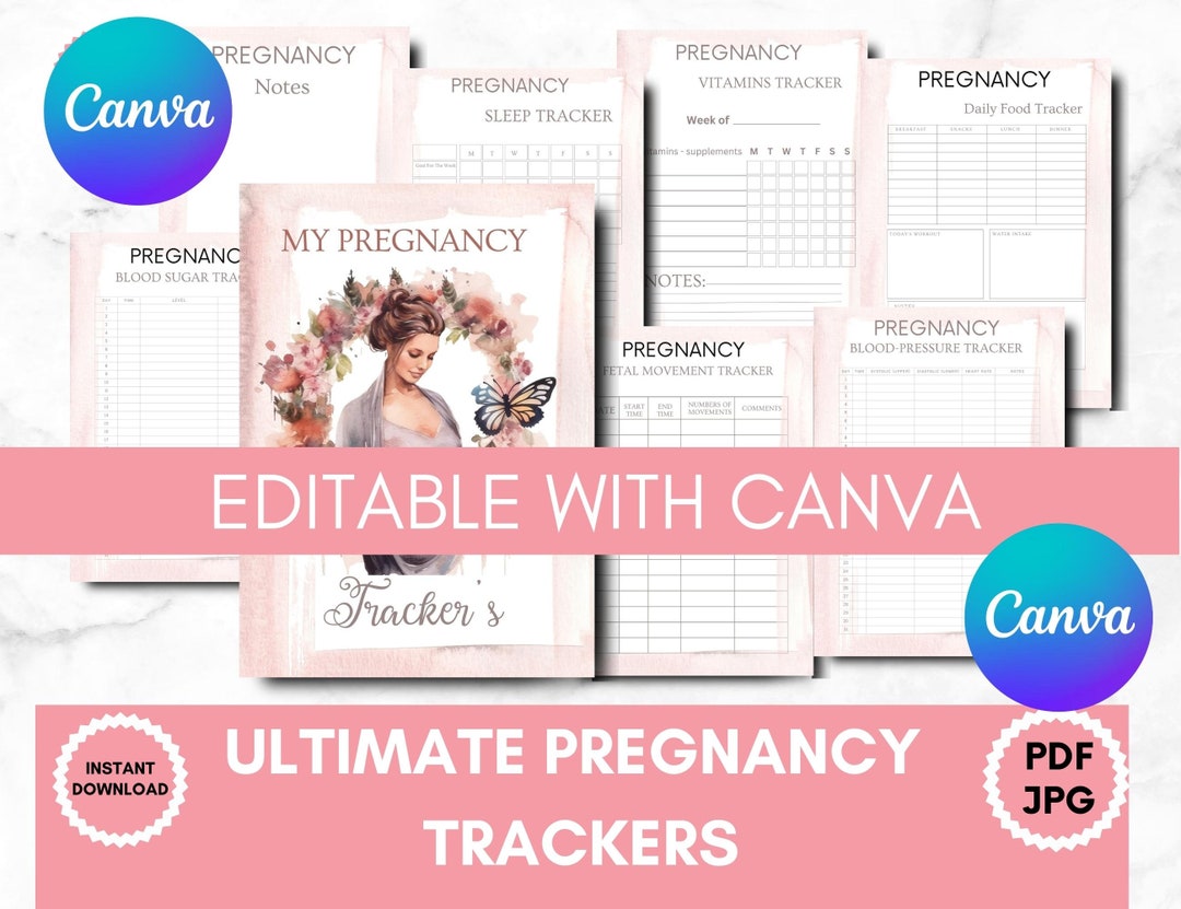 Pregnancy Tracker Printable Weight Mood Vitamins Tracker Templates ...