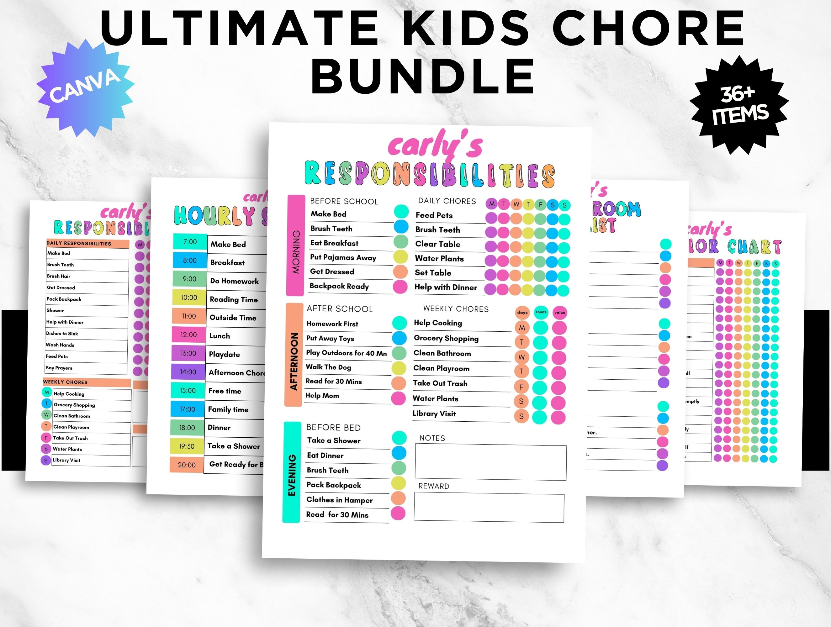 Editable Kids Chore Chart Bundle,reward Your Little Helpers With This ...