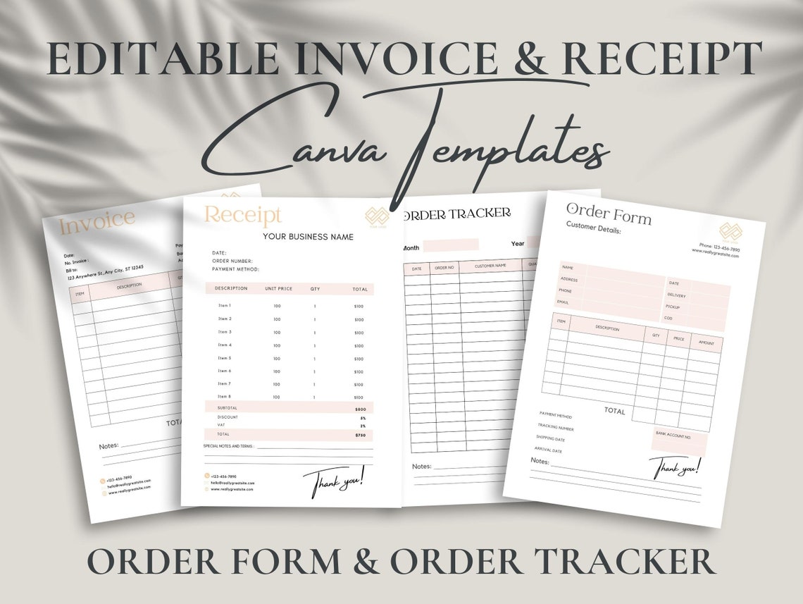 Editable Order Form and Invoice Template for Small Business, Printable ...