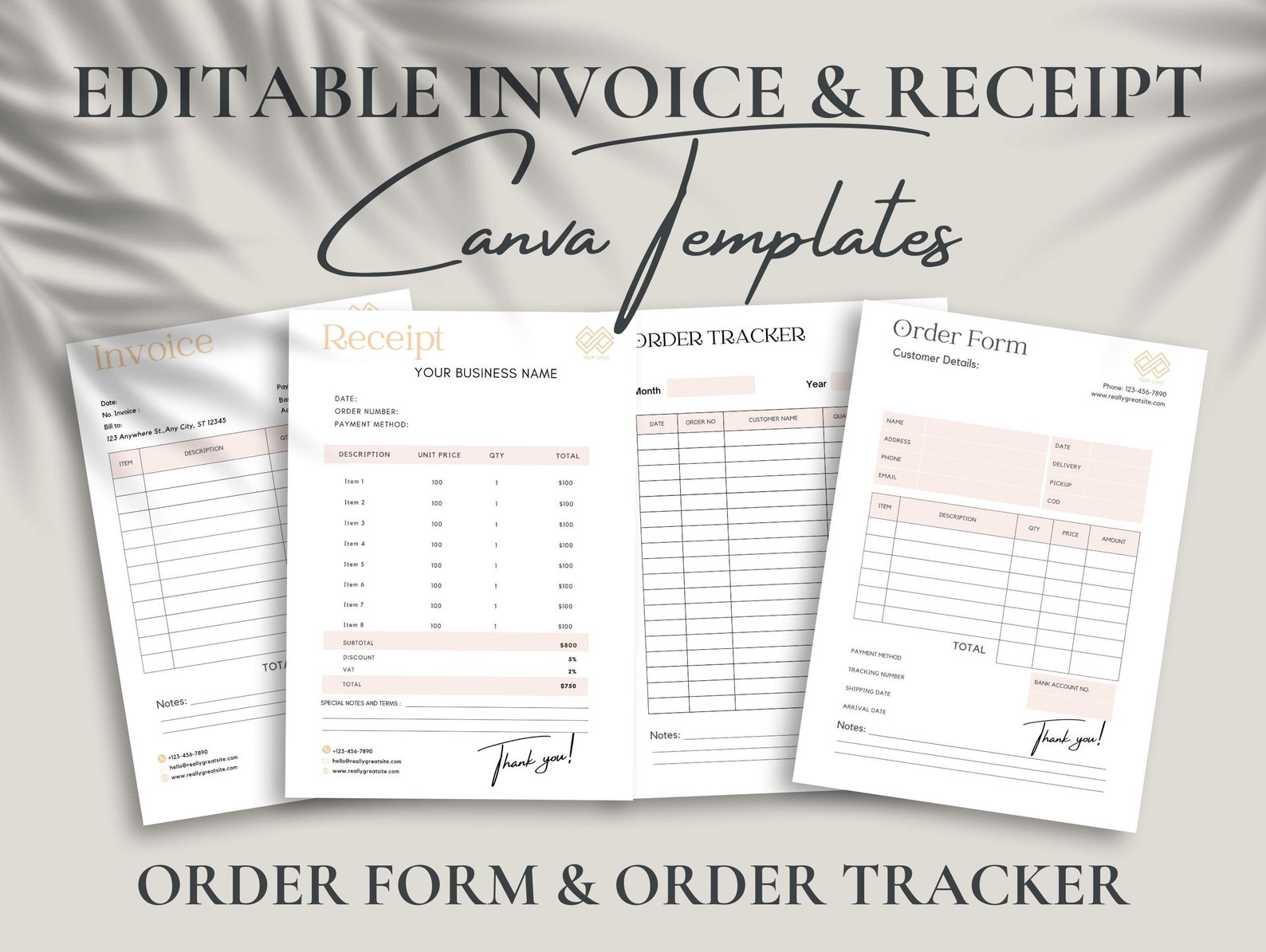 Editable Order Form and Invoice Template for Small Business, Printable ...