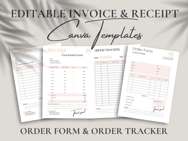 Editable Order Form and Invoice Template for Small Business, Printable ...