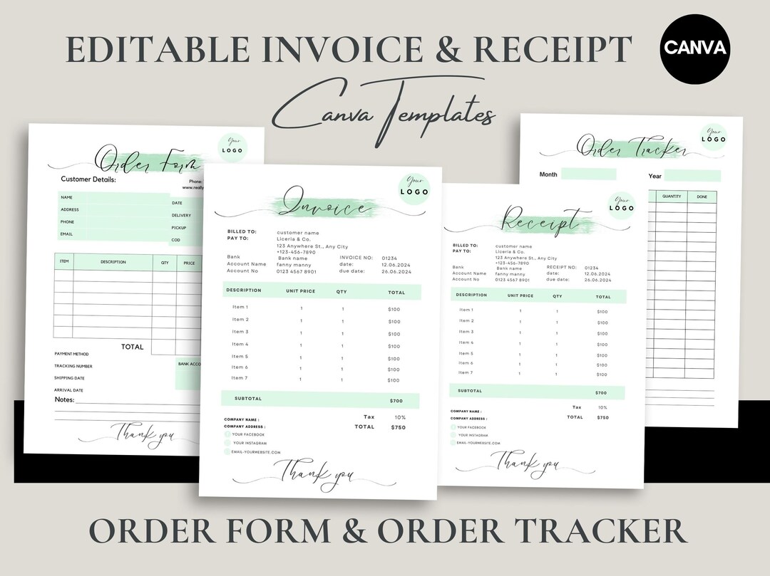 Editable Order Form and Invoice Template for Small Business - Etsy