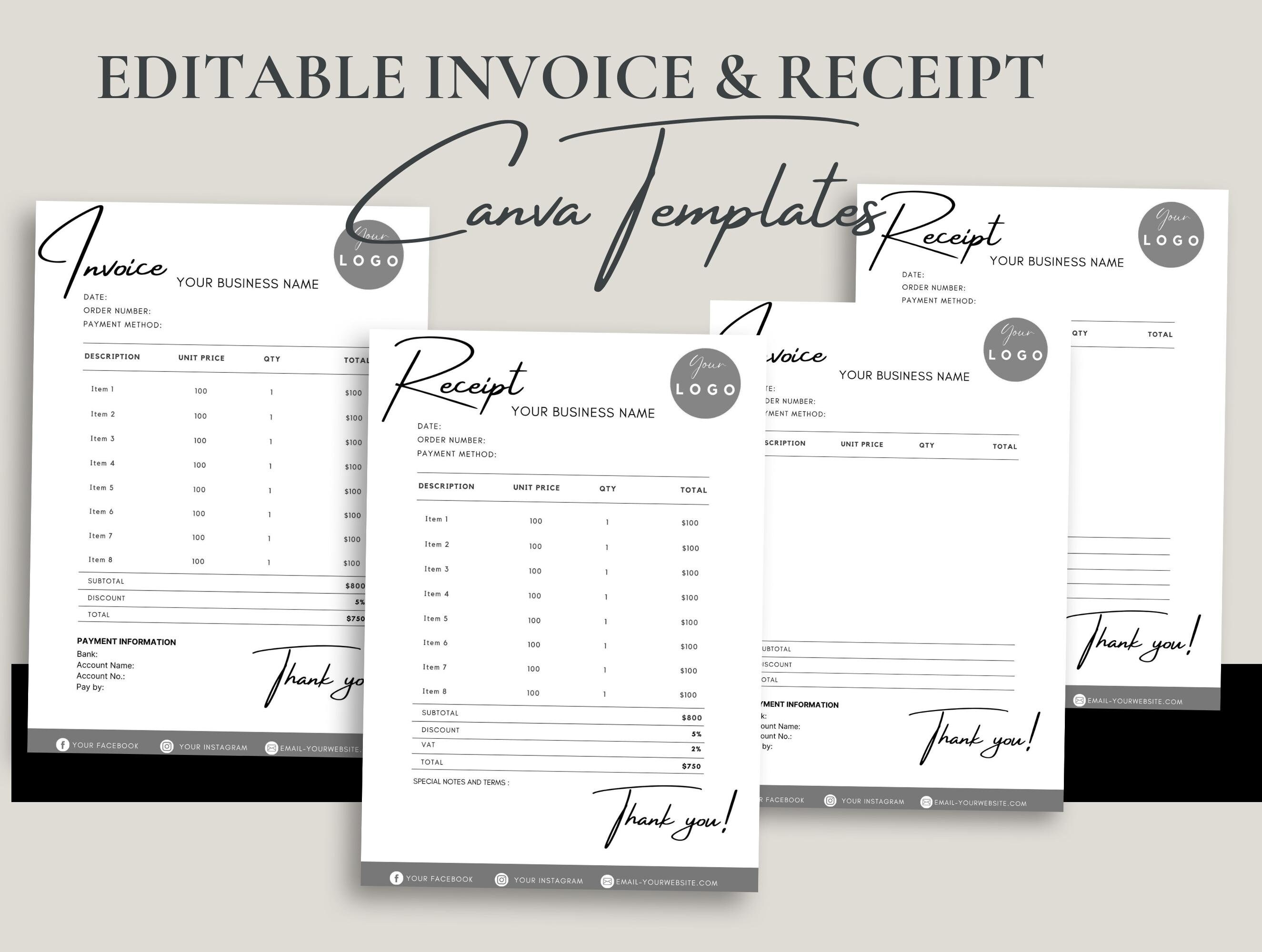 Plantilla de factura editable para pequeñas empresas, paquete de ...