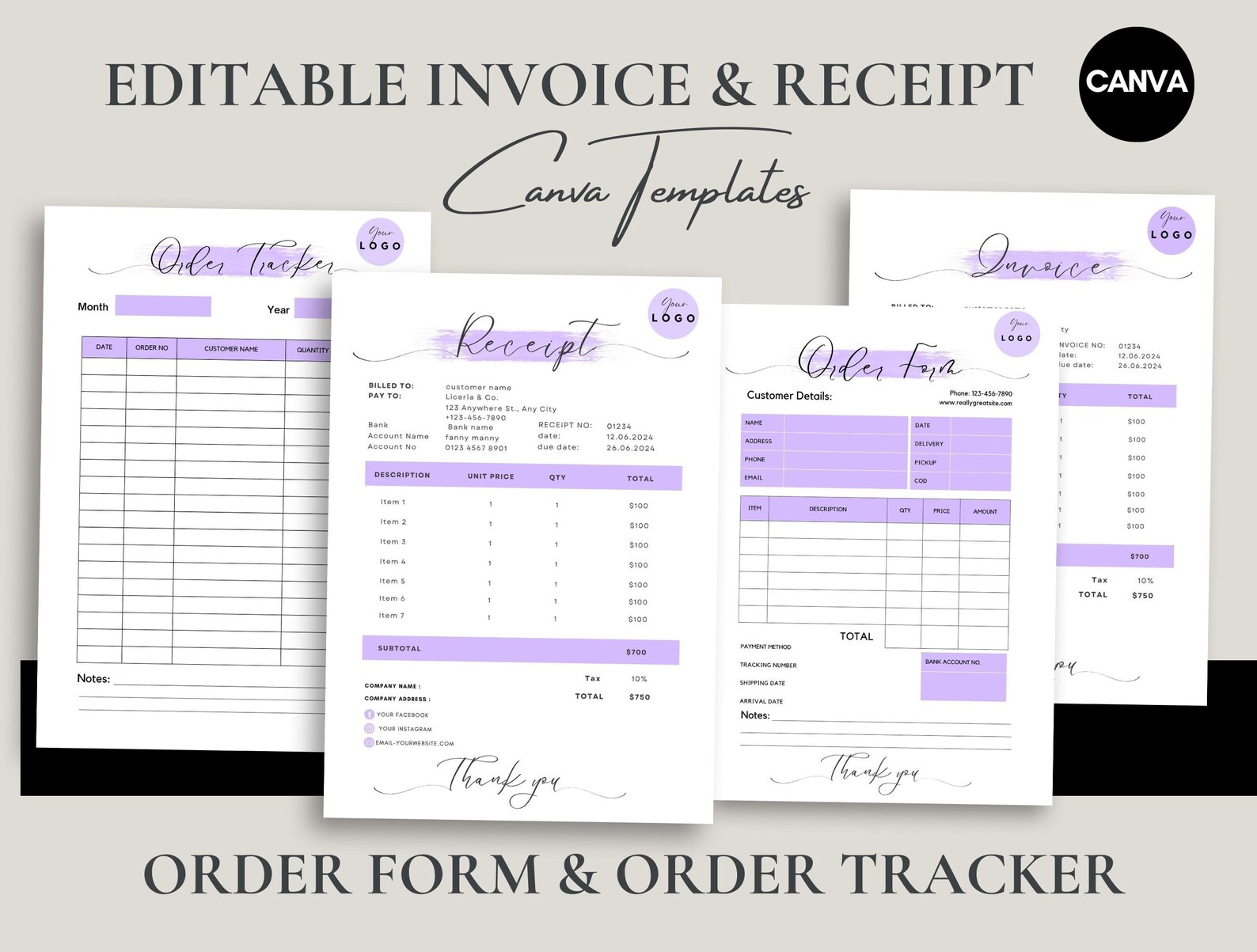 Editable Order Form and Invoice Template for Small Business,printable ...