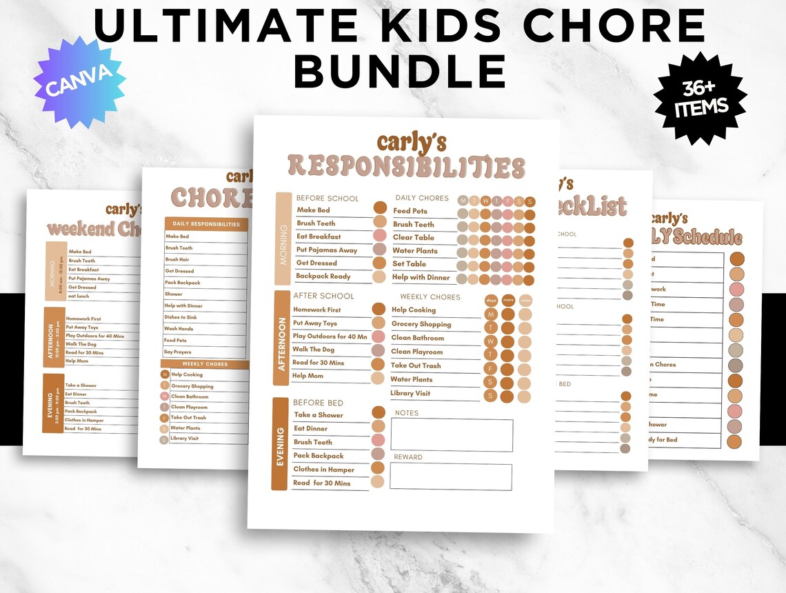 Customizable Kids Chore Chart Bundle,reward Your Little Helpers With ...