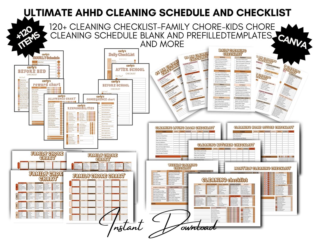 Custom Speed Cleaning Checklist Bundle,room-by-room Checklist ADHD ...