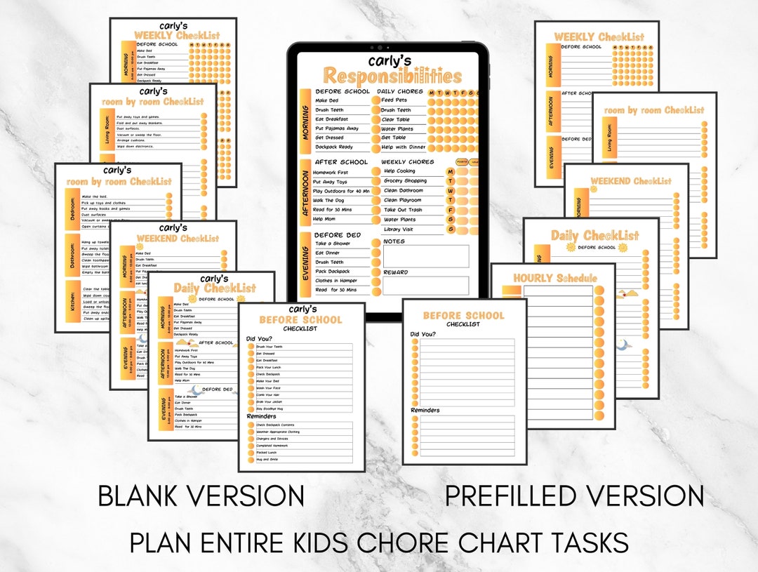 Customizable Kids Chore Chart Bundle Reward, Allowance, and Behavior ...