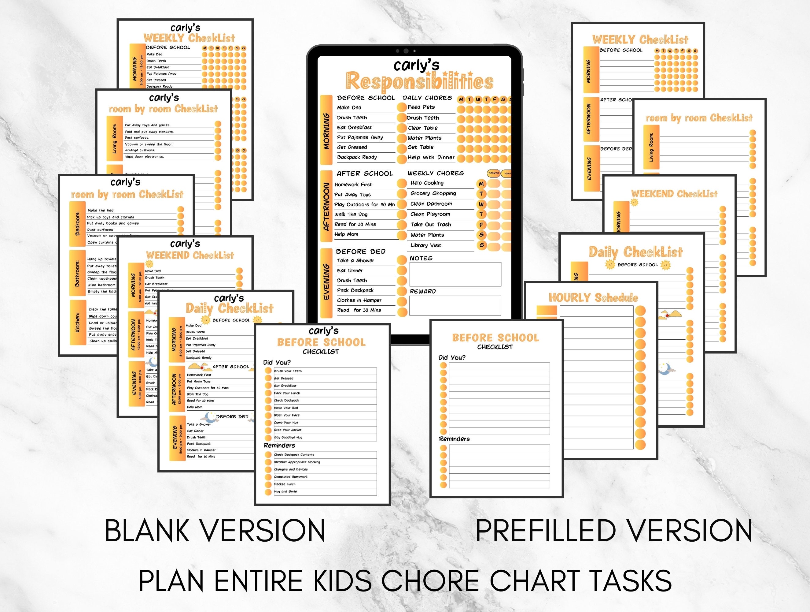 Customizable Kids Chore Chart Bundle Reward, Allowance, and Behavior ...