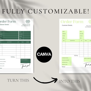 Editable Order Form and Invoice Template for Small Business, Printable ...